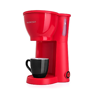 Mixpresso Mini Compact Drip coffee Maker With Brewing Basket, Red Small Coffee Pot, One Cup Brew, Gift For Men And Women, 10.5oz Red Coffee Maker