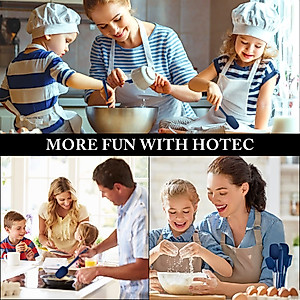 HOTEC Food Grade Silicone Rubber Spatula Set Kitchen Utensils for Baking, Cooking, and Mixing High Heat Resistant Non Stick Dishwasher Safe BPA-Free Classic Blue Set of 5