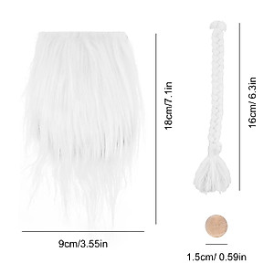 12 Pieces Christmas Precut Gnome Beards, Faux Fur Gnome Beard, Handmade Gnome Beard, Braids Dwarf Beard Fur Gnome Beard with 8 Pieces Small Unfinished Wooden Balls for Christmas Fall Decor