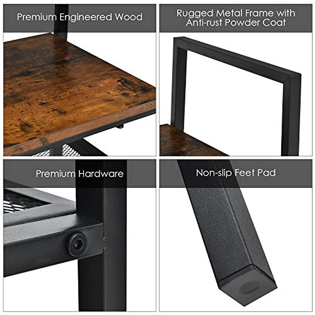 Giantex 2-Tier Storage Shelf Bookcase Stackable Ladder Rack W/ Metal Frame and Mesh Shelf Compact Kitchen Shelf for Living Room, Bedroom, Entryway Kitchen Industrial Style Shoe Rack(1)