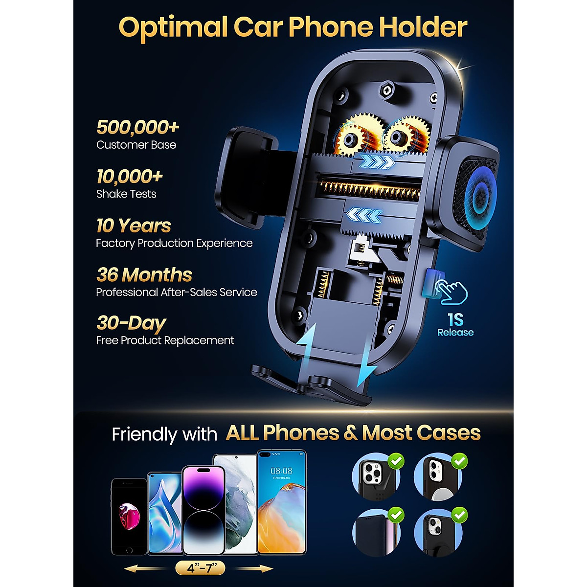 TOPK 2-Pack Phone Holders for Your Car [Wider Clamp & Metal Hook] Car Phone Mount [Thick Cases Friendly] Air Vent Clip Cell Phone Holder for Smartphone, iPhone, Automobile Cradles Universal