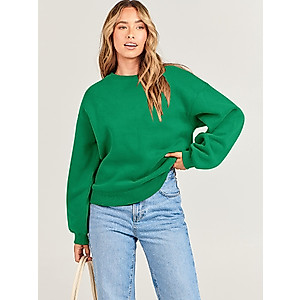 ANRABESS Women's Sweatshirts Hoodies Crewneck Oversized Fleece Pullover Sweaters Cute Top Y2K Teen Girls Preppy Clothes 2024 Green Large