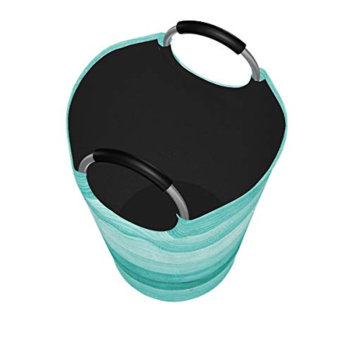 Kiuloam Teal Turquoise Green Wood 82L X-Large Storage Basket Collapsible Organizer Bin Round Laundry Hamper for Nursery Clothes Toys