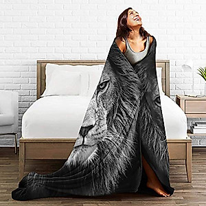 Cool Lion Fleece Throw Blanket Cozy Soft Plush Blanket for Sofa Couch Bed - 60" X 50"
