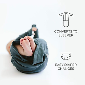 Goumijamms, Smart Baby Gown Made with Organic Material with Scratch Prevention Mitts and Foot Pockets (Drops Pink, 0-3 Months)