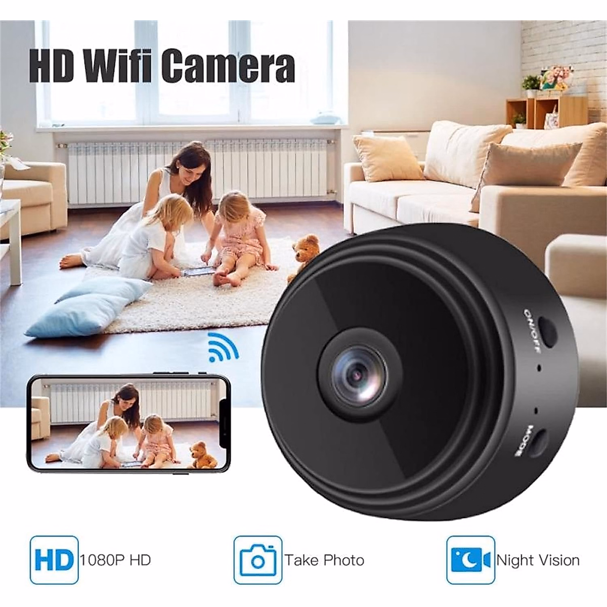 Camtrix Magnetic Mini Security Camera,Mini 1080p HD Wireless Magnetic Security Camera, Night Vision Motion Detection Security Cam Covert Cameras with App for Home Indoor Outdoor (2 pcs)