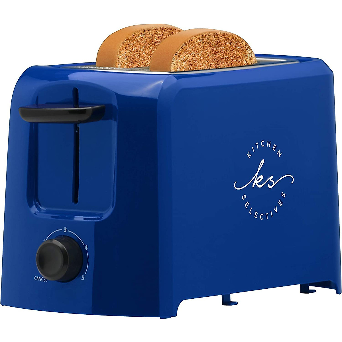 Kitchen Selectives 2-Slice Toaster By Select Brands - Premium Bread & Bagel Toaster for Kitchen Appliances - Features Browning Control & Wide Slots - Electric Toaster with Cord Wrap - Cobalt Blue
