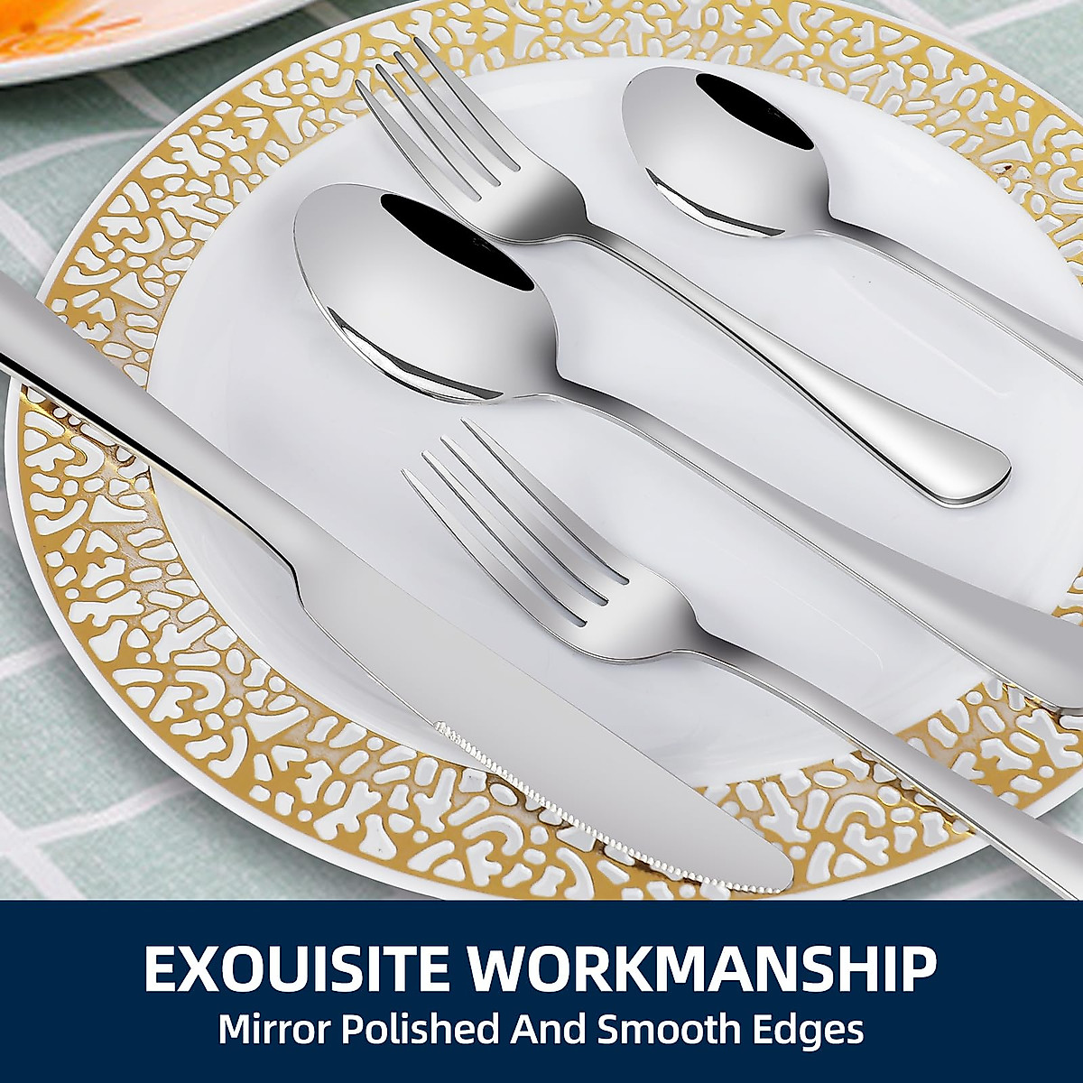 Silverware Set for 4, 20 Piece Heavy Duty Stainless Steel Flatware Set, Solid Spoons and Forks Set, Mirror Polished Cutlery Set, Utensil Sets for Home, Restaurant, Wedding, Party- Dishwasher Safe