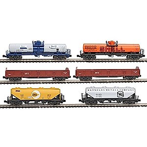N Mixed Freight Train Set - 6 Car Assortment
