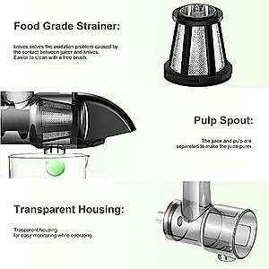 Masticating Juicer Attachment for KitchenAid All Models Stand Mixers,AMZCHEF Masticating Juicer, Slow Juicer Attachment for All KitchenAid Mixers, Cold Press Juicer Parts (Iron black)