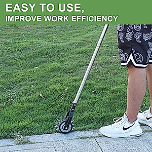 BARAYSTUS Wheel Rotary Edger, Rotary Shear, Sidewalk Manual Lawn Edger, Strong 3 Sections Stainless Steel Handle with Cushion Grip, 58.3-Inch