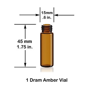 MagnaKoys 1 Dram & 2 Dram variety in Amber Glass Vials w/ Black Caps for Essential Oils & Liquids