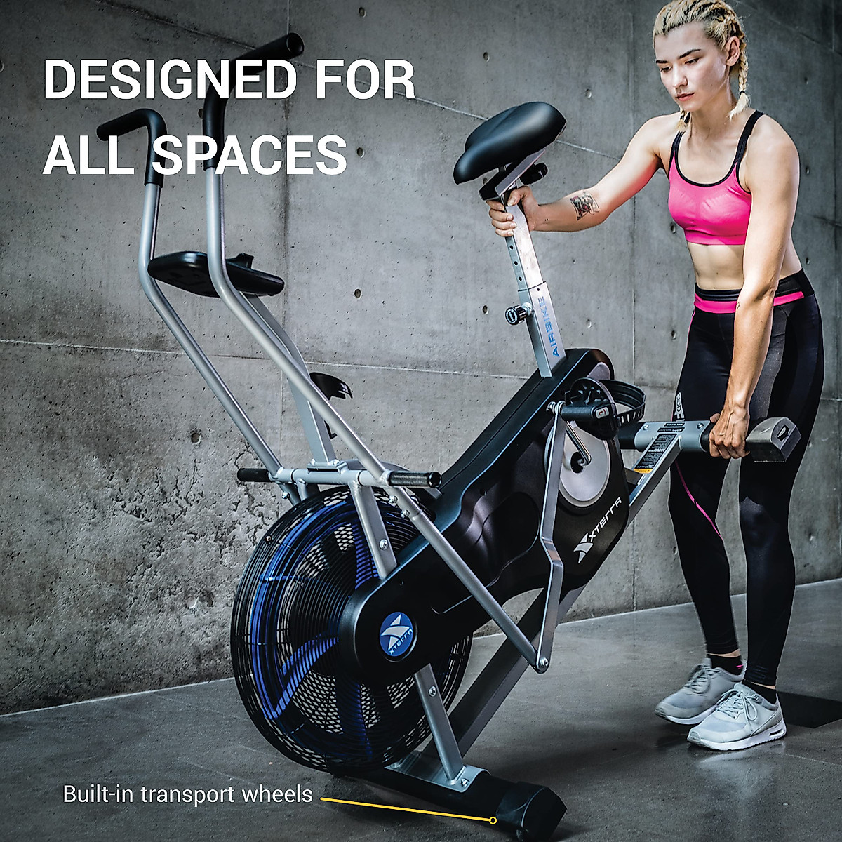 XTERRA Fitness AIR350 Air Bike Ergonomic Design, Comfortable Padded Seat, Heavy Duty Fitness Bike