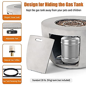 Giantex Firepit Table for Outside - 36" Round Propane Fire Pit, 50,000 BTU Outdoor Gas Fire Tables w/Lava Rocks, Stainless Steel Burner, Water-Proof Cover, Stone Fire Pit Table for Patio Garden