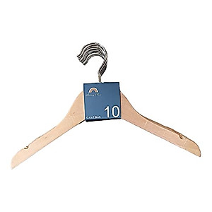 Lenny + Rae Baby, Children's Natural Wooden Hangers with Notches and Anti-Rust Chrome Hook - Pack of 10