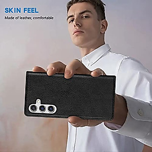 ZZXX Samsung Galaxy A14 5G Wallet Case with [RFID Blocking] Card Slot Stand Strong Magnetic Leather Flip Fold Protective Phone Case for Samsung Galaxy A14 5G Case Wallet(Black-6.6 inch)