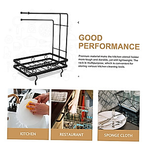 SHOWERORO Kitchen Rag Rack Dish Sink Tray Drainer Rack Kitchen Sink Rack Holder Sink Organizer Basket Sink Storage Rack Sink Scrubber Holder Cutlery Tray Sponge Carbon Steel Baby Tableware