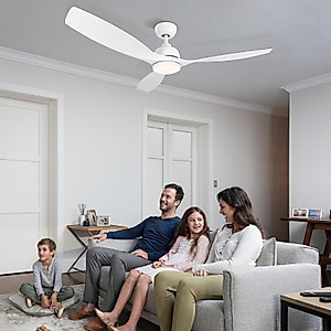 SODSEA 52 Inch Ceiling Fan with Lights, white Modern Ceiling Fan with Remote/APP Control Dimmable 3-Color Temperature,2 Rods, ceiling fan with lights remote control.for Indoor/Outdoor…