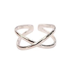 Handmade Silver Criss-Cross X Adjustable Toe Ring, 925 Sterling Silver, Elegant Dainty Open Toe, Pinky or Knuckle Rings for Women, By MiYa Jewelry Creations