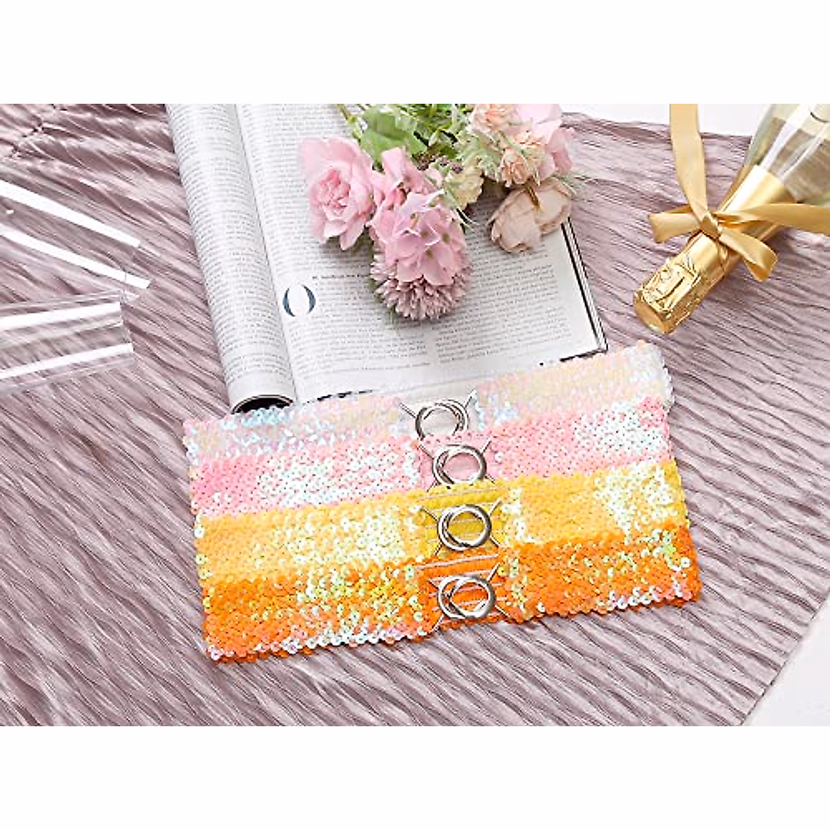 Allegra K Womens Glitter Skinny Stretchy Waist Belts Sequins Decor Slim Elastic Belts 64cm/25.19" Royal Blue