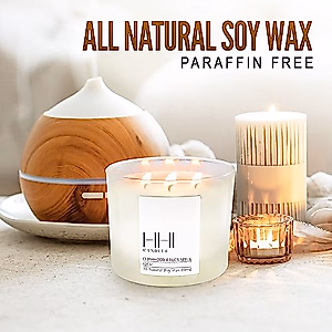 All Natural Scented Soy Candle, Fresh Blend Cedarwood and Eucalyptus (Large 12 Ounce 3 Wick) | Long Burn time | Includes Bamboo Lid and Gift Box