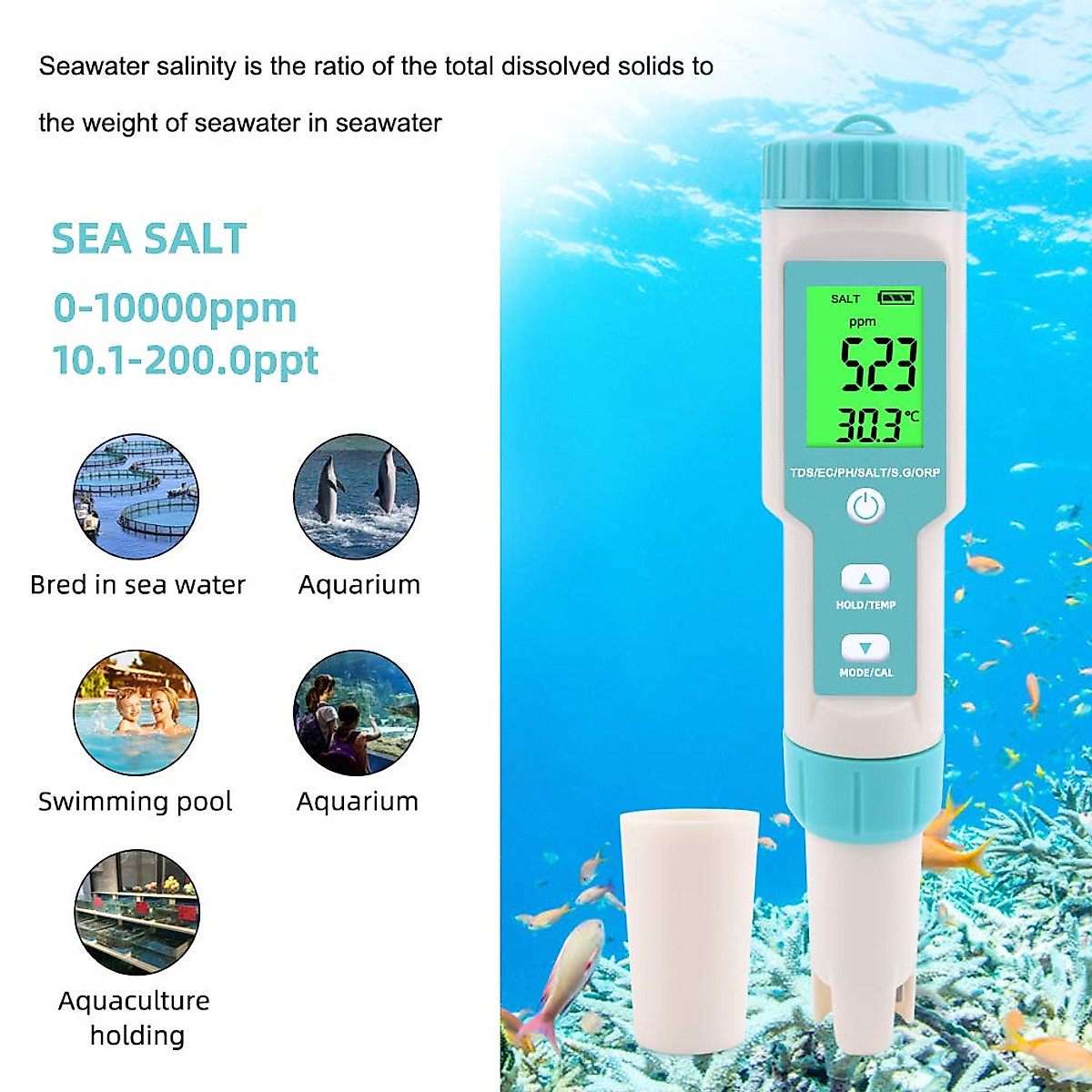 7 in 1 PH Meter Gomass 0.01 High Accuracy ph Tester Digital for Water TDS/EC/Salinity/Temp/ORP/S. G/PH Pen Tester Drinking Water, Hydroponics, Plants, Aquarium and Pool