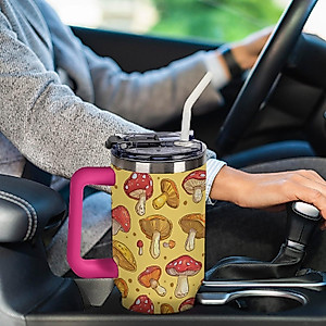 The Various Mushroom Art 40 Oz Tumbler Insulated Stainless Steel Water Bottle Travel Mug Car Cup with Handle And Straw