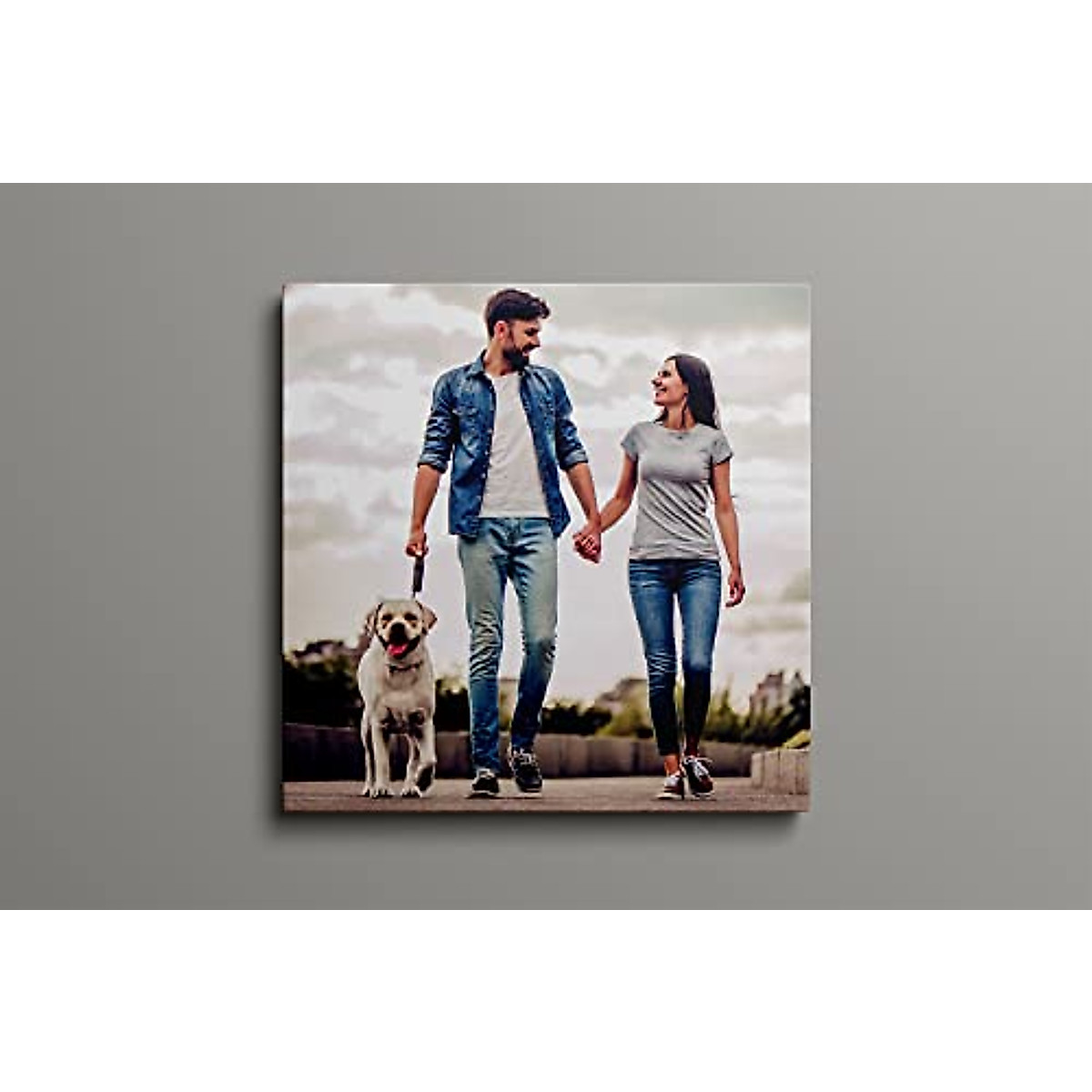 Woaiting Custom Canvas Prints Your Own Photos wall decor for men,boyfriend gift,Personalized Canvas Wall Art Frame Create Wedding, Baby, Pet, Family (White, 8x8)