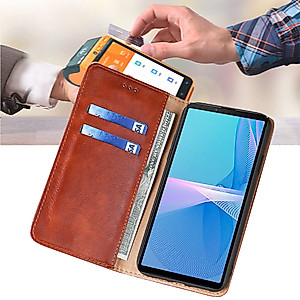 for Sony Z5 Plus/Z5 Premium Flip Case Google Anti Drop Magnetic Phone Case Brown