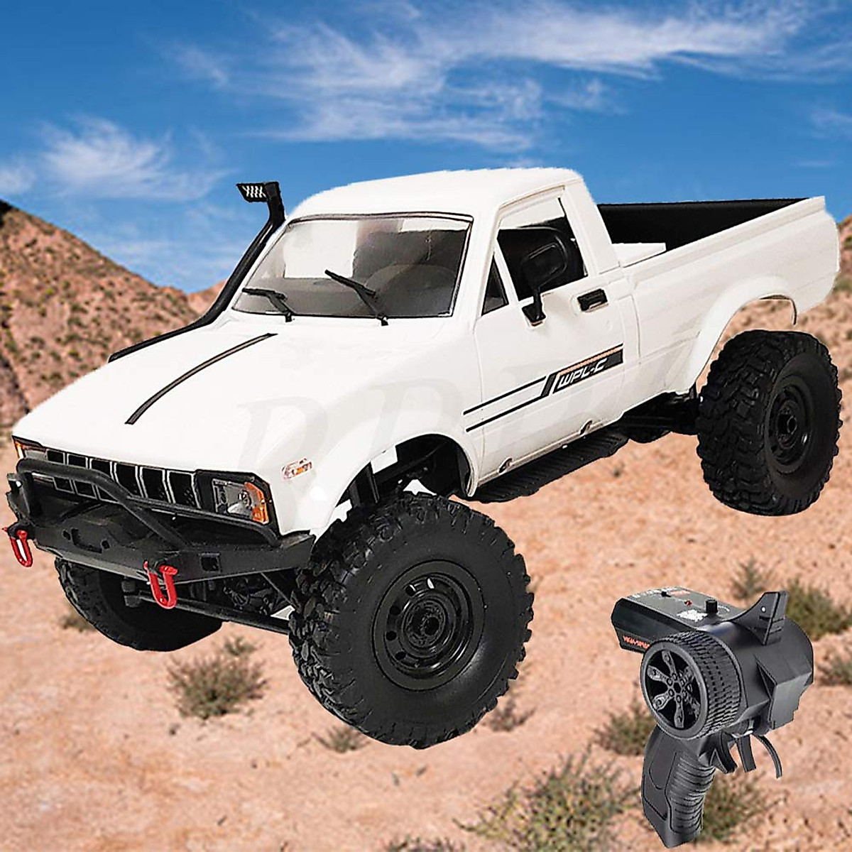 C24-1 RC Car Crawler 4WD Off-Road Truck with Bright Headlight, DIY Remote Control Children, Climbing Vehicle Speed Model Toys
