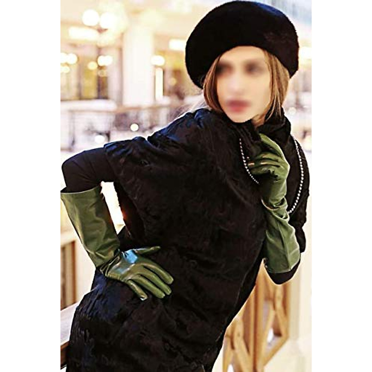 DooWay Women Sexy Faux Leather Shiny Long Latex Gloves Mittens Culb Wear Cosplay Costumes Opera Evening Finger Gloves