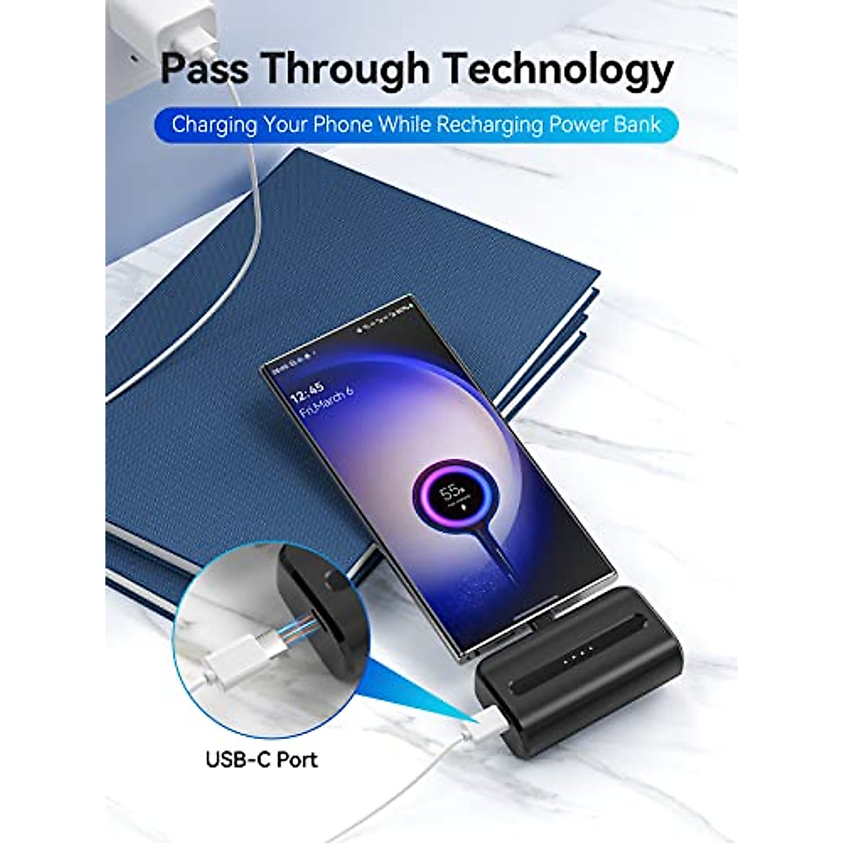LVFAN USB C Portable Charger, 6600mAh Mini Power Bank Fast Charging, Portable Phone Charger Backup Battery for iPhone 15/15 Plus/15 Pro/15 Pro Max, Samsung S24/23/22, Android Device, and More