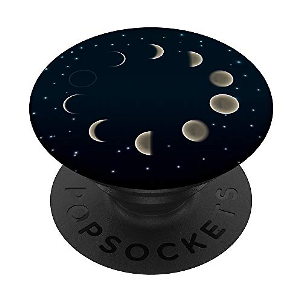Cool Moon Phases Design on Black PopSockets PopGrip: Swappable Grip for Phones & Tablets