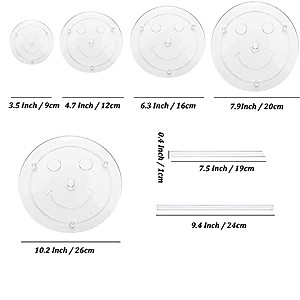 KISEER 5 Pieces Cake Separator Plates Stands with 24 Pieces Plastic Cake Dowels Rods and 15 Pieces Clear Cake Sticks Support Stacking for 4 6 8 10 12 Inch Tiered Cakes