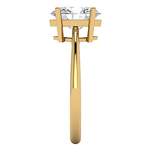 Clara Pucci 2.0 Ct Brilliant Oval Cut Clear Simulated Diamond 14K Yellow Gold Solitaire Engagement Promise Bridal Ring Size 6