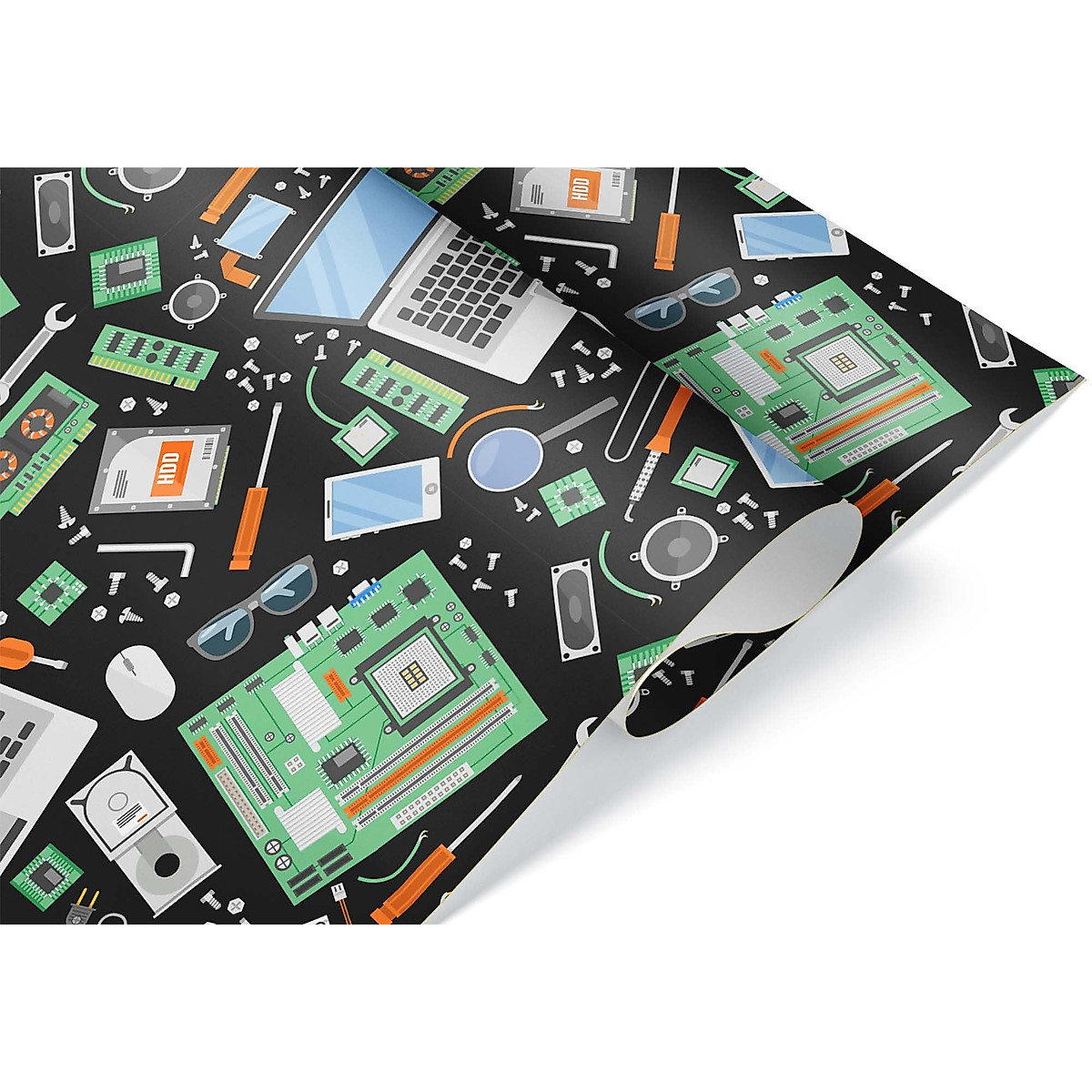Computer Chip Motherboard Premium Wrapping Paper Roll Gift Wrap Sheet for Christmas Presents Birthday Party Decorations (30 inch x 6 foot roll)