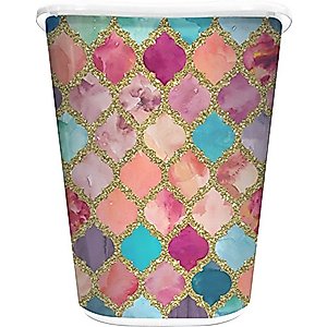 RNK Shops Glitter Moroccan Watercolor Waste Basket - Single Sided (White)