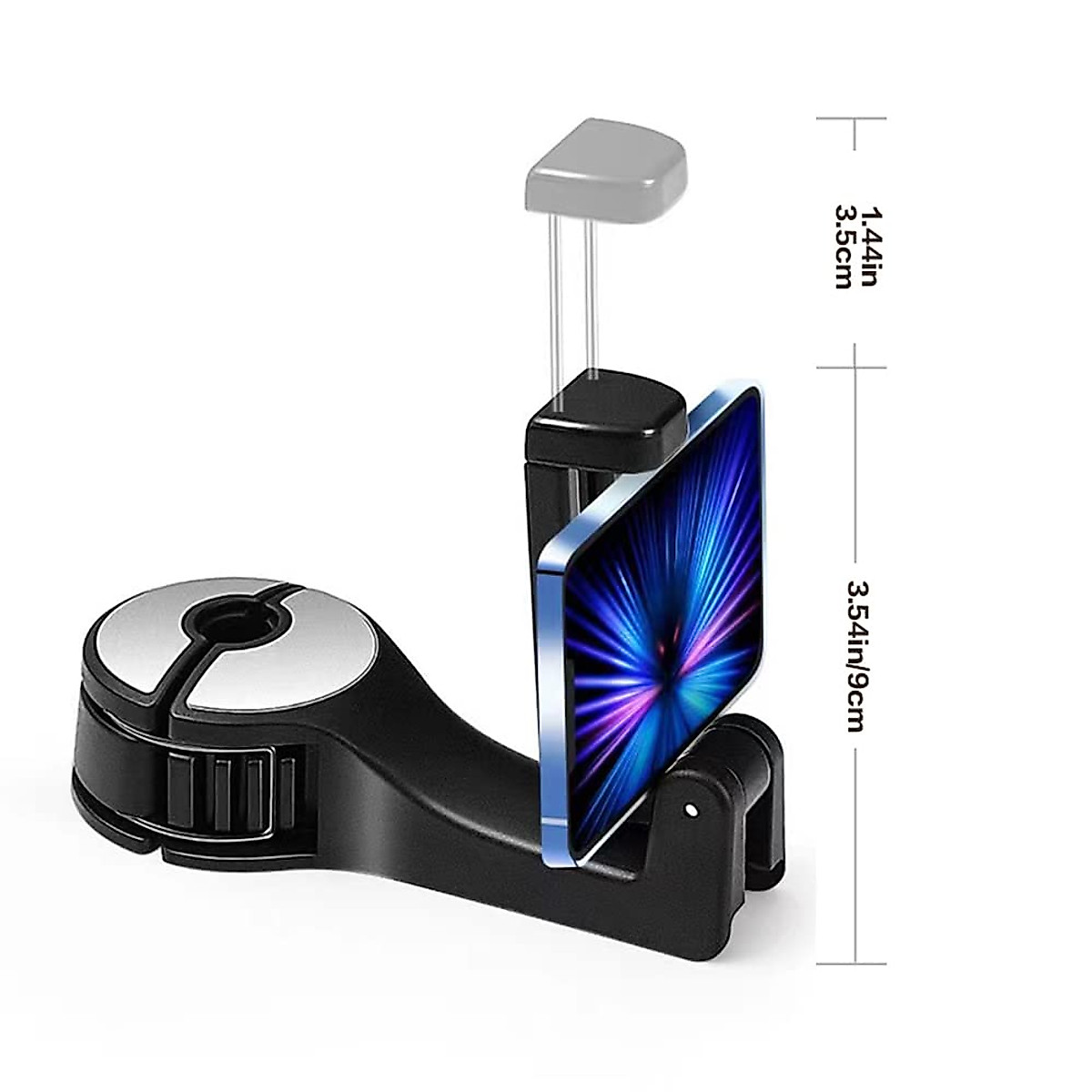 chevrom 2 Pack Car 360° Rotation Car Hook,Multifunctional Car Back Seat headrest Phone Holder,adjustable Car Seat Storage Organizer Hanger Holder Hook for Bag Purse Cloth Grocery (Silver)