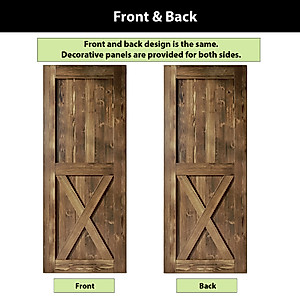 HOMACER Door Size 48'' W x 84'' H x 1-3/8'' D Single Pine Wood Barn Door (Unassembled X Design) with Non-Bypass Installation Hardware Kit, Track Length 108'', Interior Use Only