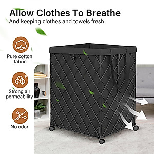 2 Pack Laundry Hamper on Wheels-92L Basket Large Laundry Collapsible With Removable Liner,Rolling Metal Wire Basket-Sturdy Laundry Bag for Dirty Clothes Organization Closet Bathroom Living Room