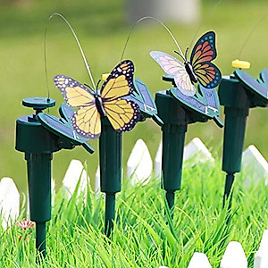 LWINGFLYER 4pcs Solar/Battery Powered Flying Wobble Fluttering Hummingbird Butterfly for Garden Yard Plants Flowers Patio Landscape Outside Ornament Decor Color Random