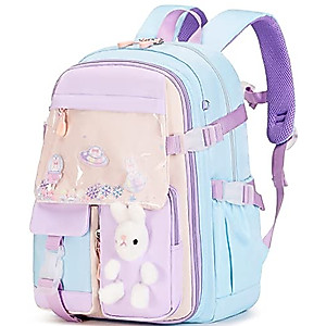 nine-tailed fox Bunny Backpack for Girls,Cute Backpack Little Girl Kindergarten Preschool Elementary School Bookbag Set (Only Backpack Blue)