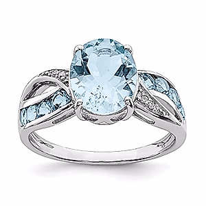 IceCarats 925 Sterling Silver Diamond Sky Blue Topaz Ring Gemstone Band Size 6.00