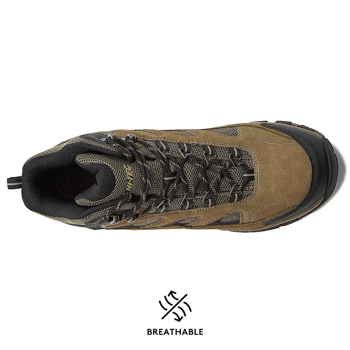 HI-TEC Yosemite WP Mid Waterproof Hiking Boots for Men, Lightweight Breathable Outdoor Trekking Shoes - Dark Green, 11 Medium