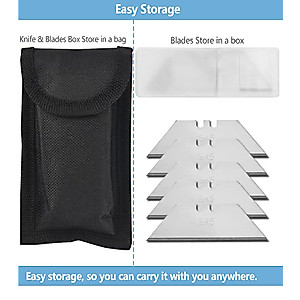 Folding-Utility-Knife Work-Knife Retractable-Folding-Box-Cutter Construction-Knife-Box-Opener - Razor-Knife with 5 Extra Blades for Cartons Cardboard and Boxes