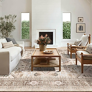 CORBGRUGRS Bohemian Area Rug (Ginger/Beige, 8'x10') Washable Rug 8x10, Kitchen Rugs Non Slip Washable for Bedroom Living Room Dining Room