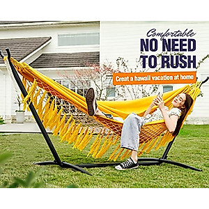 Zupapa Hammock with Stand 2 Person Heavy Duty, Portable Hammock with Stand for Camping and Outdoor, Adjustable Steel Hammock Stand and Double Hammock with Carrying Bag, 550 LBS Capacity.