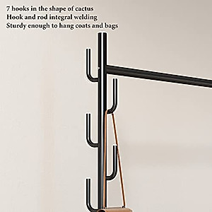 GAMNOF Clothes Rack with Wheels Clothing Racks for Hanging Clothes Garment Rack with Two Shelves and 7 Side Hooks Metal Rolling Rack for Clothes Hats Bags and etc Storage and Organizer