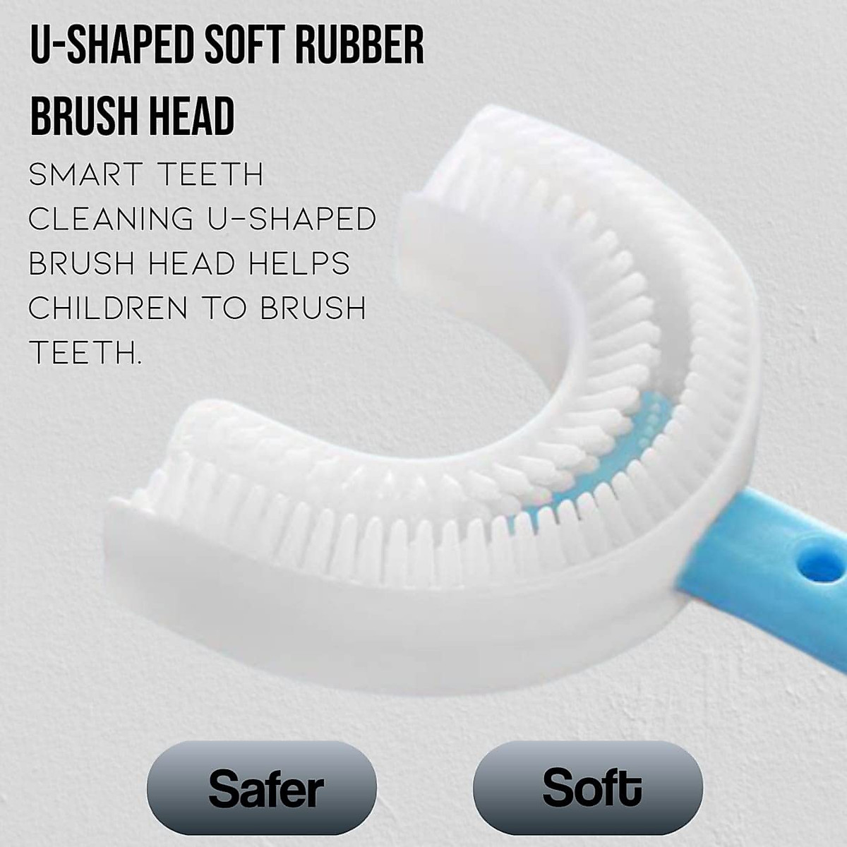 NEWGENISH 4 Pcs U Shaped Toothbrush with a 2 Minutes Sand Timer, Kids Toothbrushes U-Shape,Easy Grip Handle, Children's Toothbrush- Pink and Blue Color with Silicone Head for Easy Cleaning