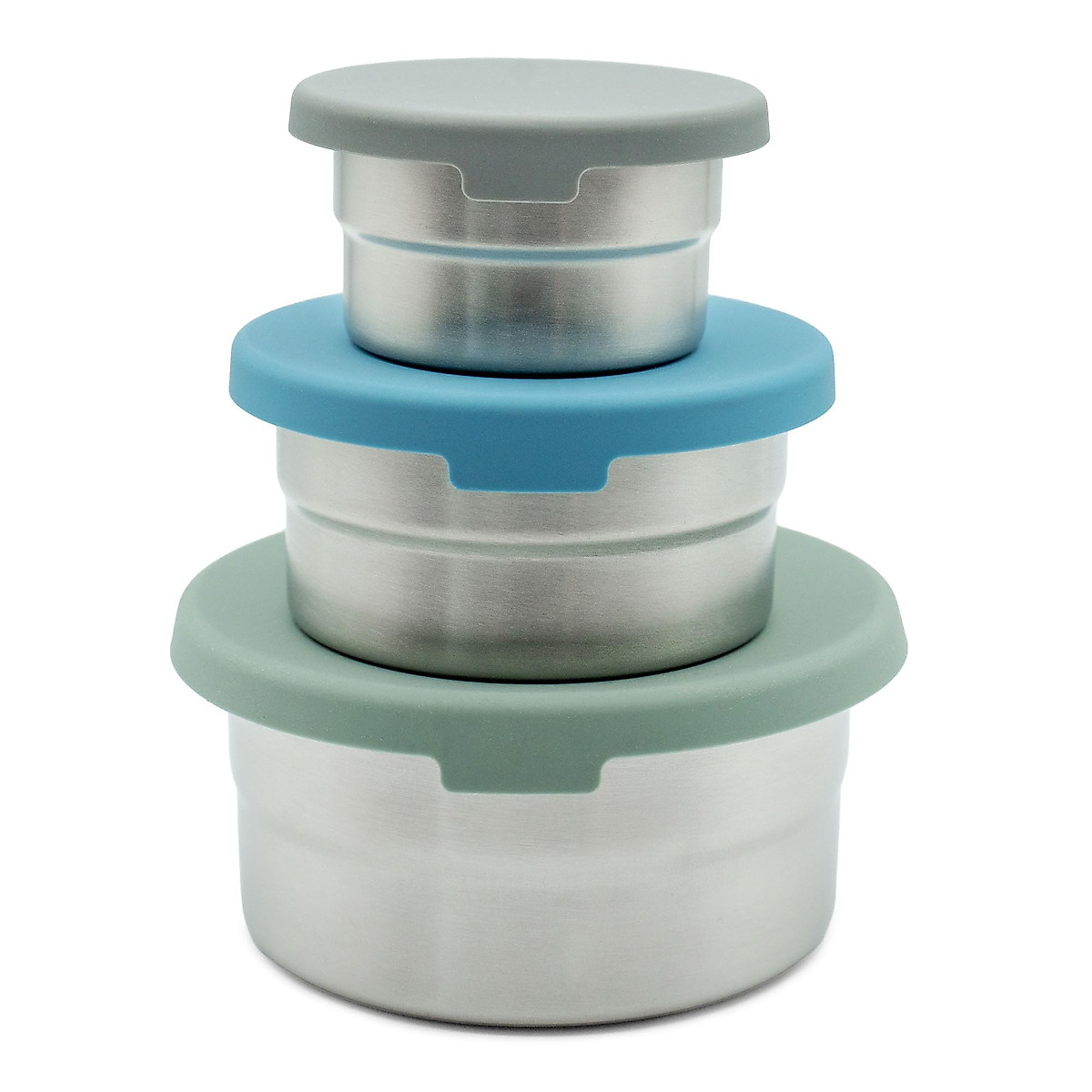 WeeSprout 18/8 Stainless Steel Food Storage Containers - Set of 3 Metal Food Storage Containers (150 ml, 200 ml, 400 ml), Leakproof Silicone Lids, Easy to Open, Durable, for Snacks, Lunches, Sauces